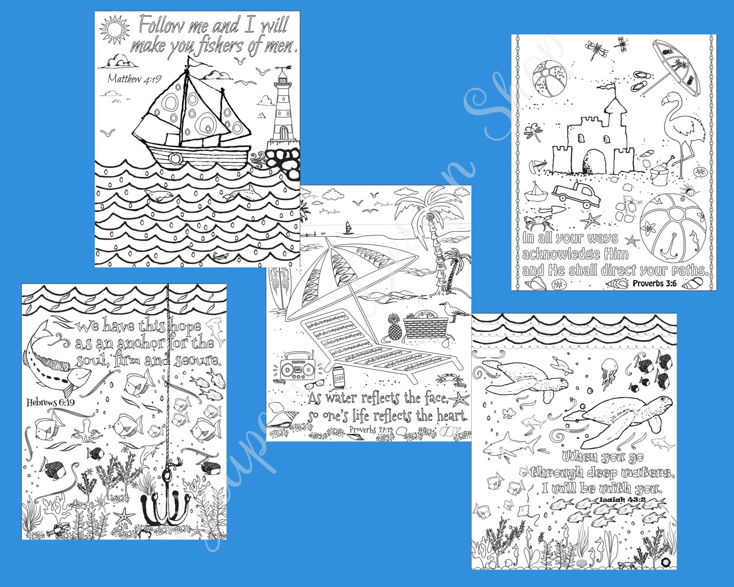 Bible Verse Coloring Pages Beach Prints Scripture Coloring - Etsy UK