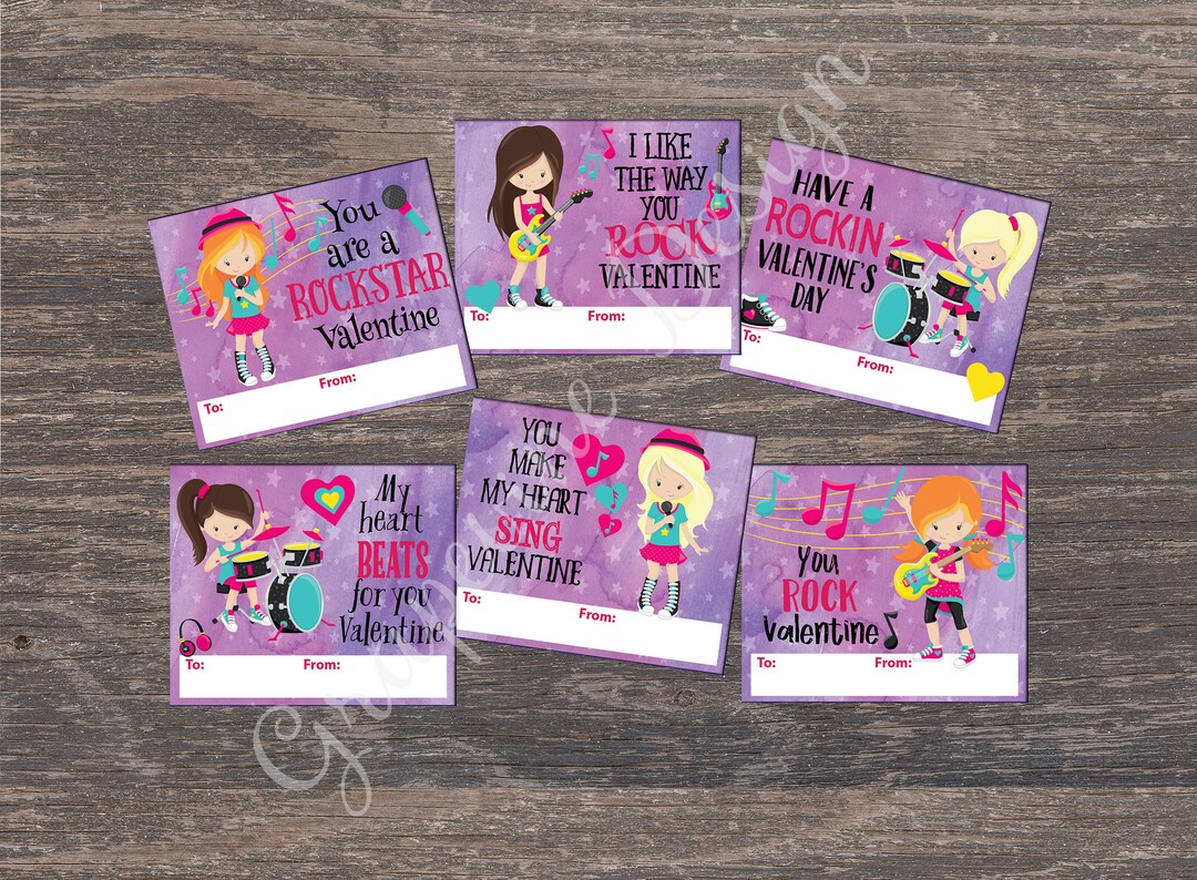 Kids Valentine Cards - Rockstar Valentine Cards - Guitar Valentines ...