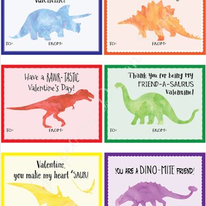 Kids Valentine Cards for School Dinosaur Valentine Cards Printable ...