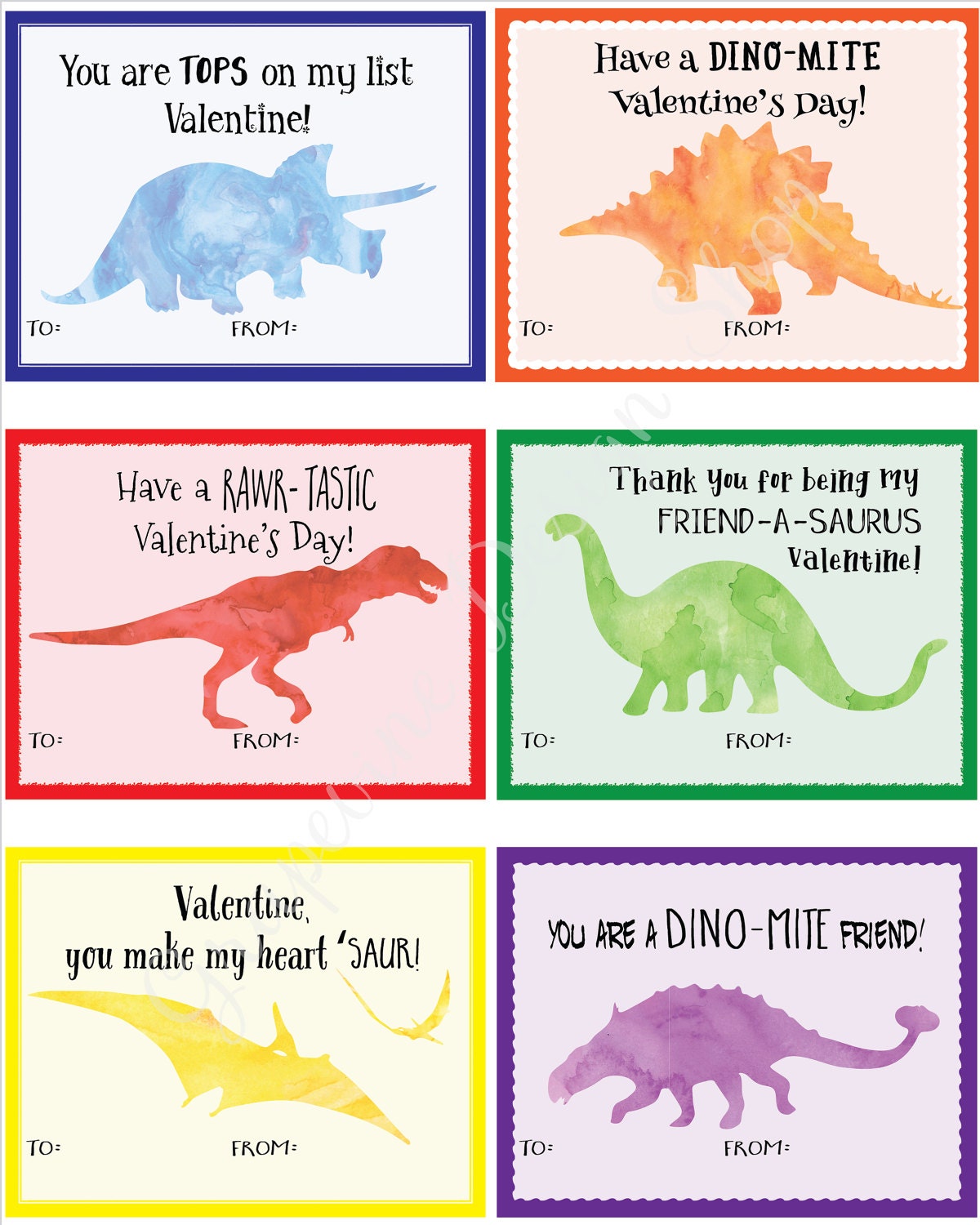Kids Valentine Cards for School Dinosaur Valentine Cards | Etsy