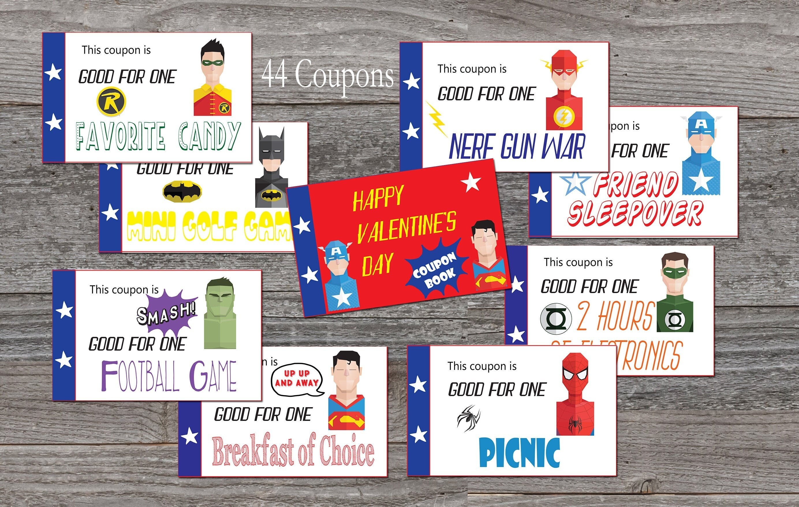 Superhero Kids Coupon Book - Printable Kids Gift - Instant Birthday ...