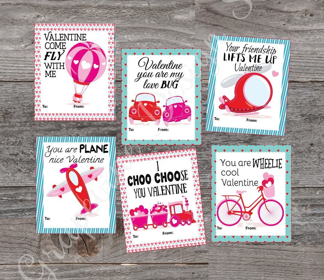 Kids Valentine Cards Airplane Valentine Cards Cars Valentine Cards ...