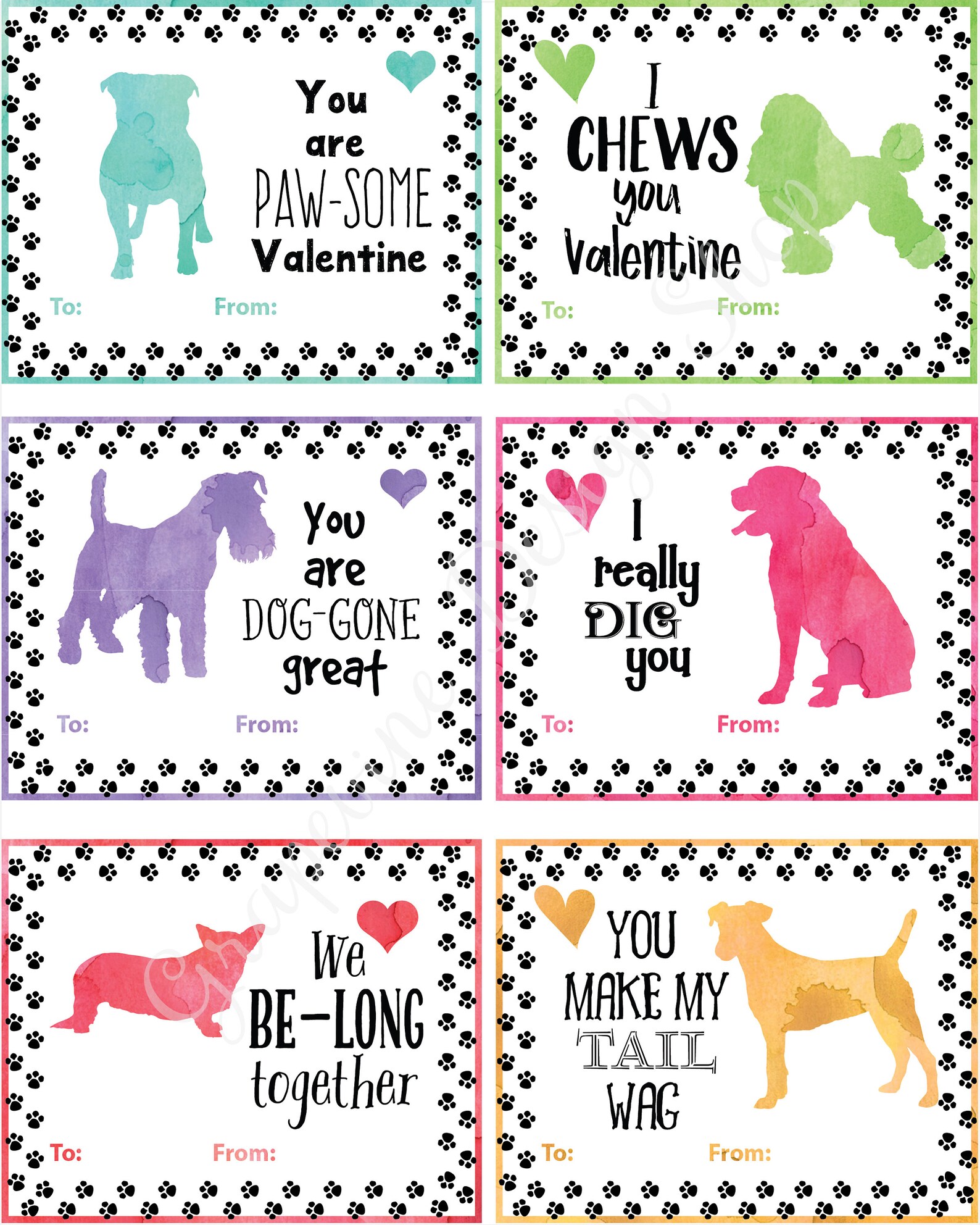 Valentines Card Dog Valentine Cards Valentines Kids Printable ...
