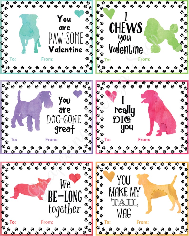 Valentines Card Dog Valentine Cards Valentines Kids Printable ...