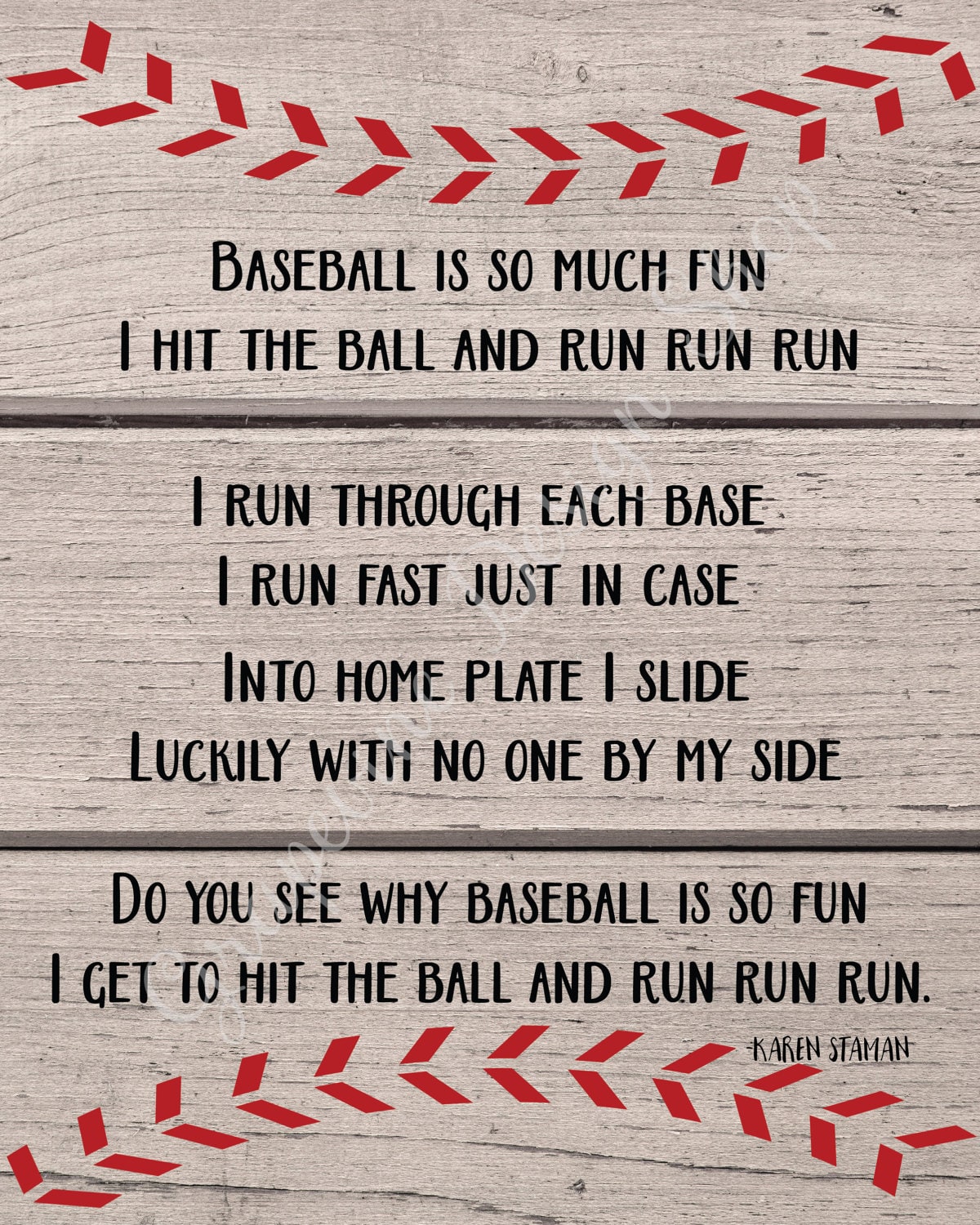 Baseball Poem Print Little Boys Sports Bedroom Art - Etsy