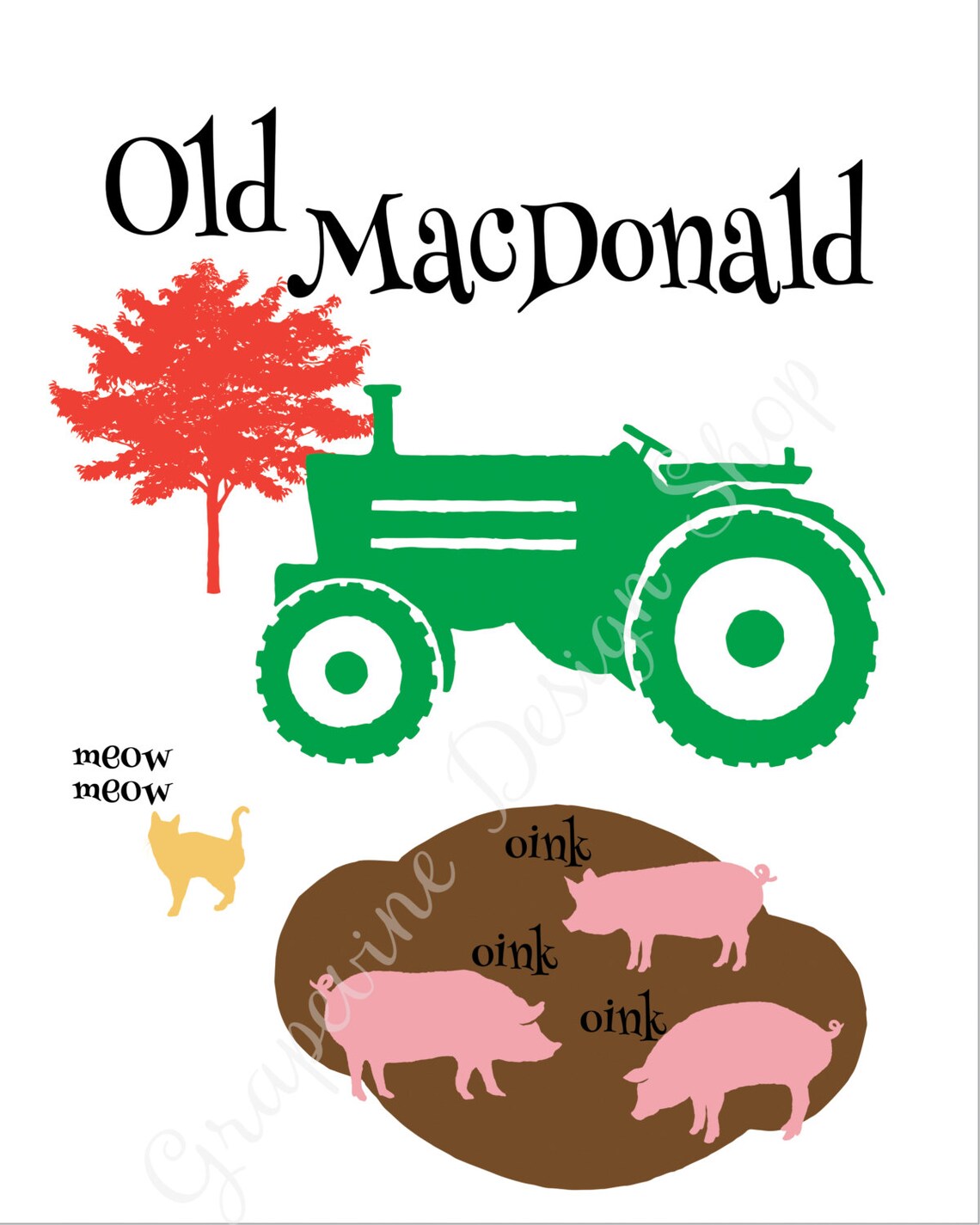 Old MacDonald had a farm print. Nursery print. Farm animal art | Etsy