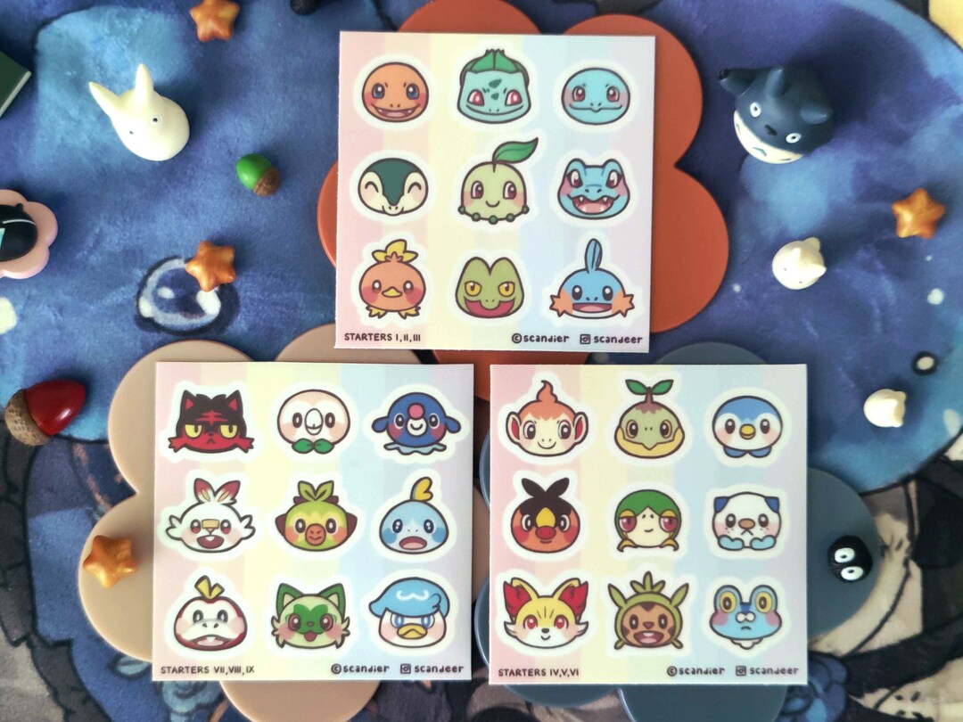 Poke Starters Vinyl Sticker Sheet (homemade) 3" X 3" - Etsy