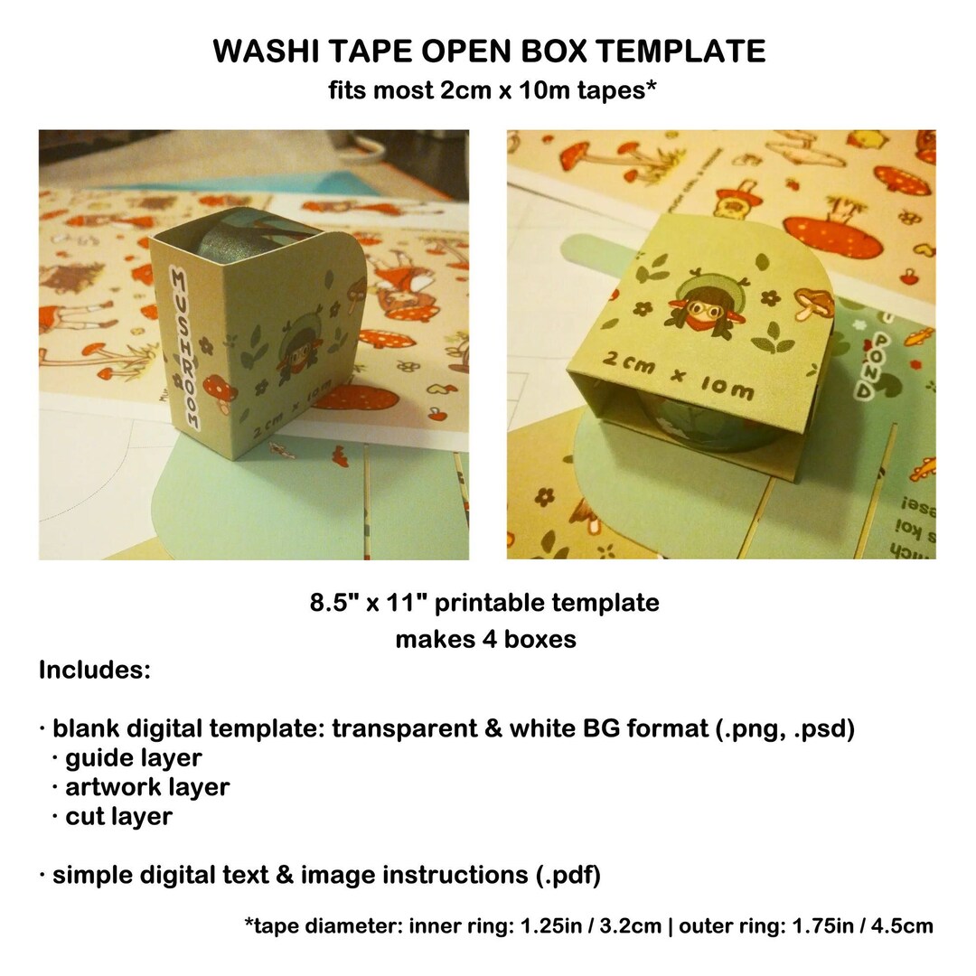 Washi Tape Box Template PERSONAL USE - Etsy
