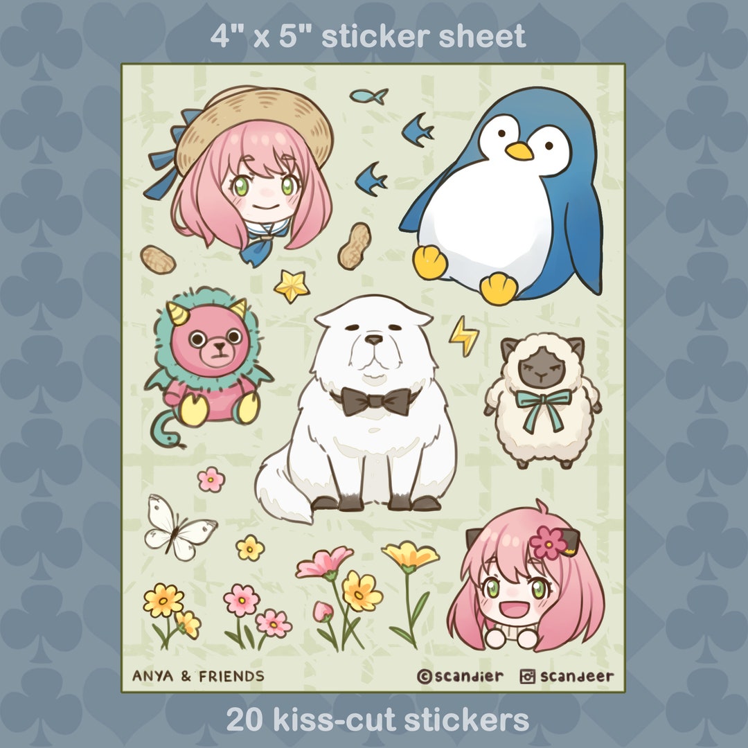 Anya & Friends Vinyl Sticker Sheet (homemade), 4" X 5" - Etsy