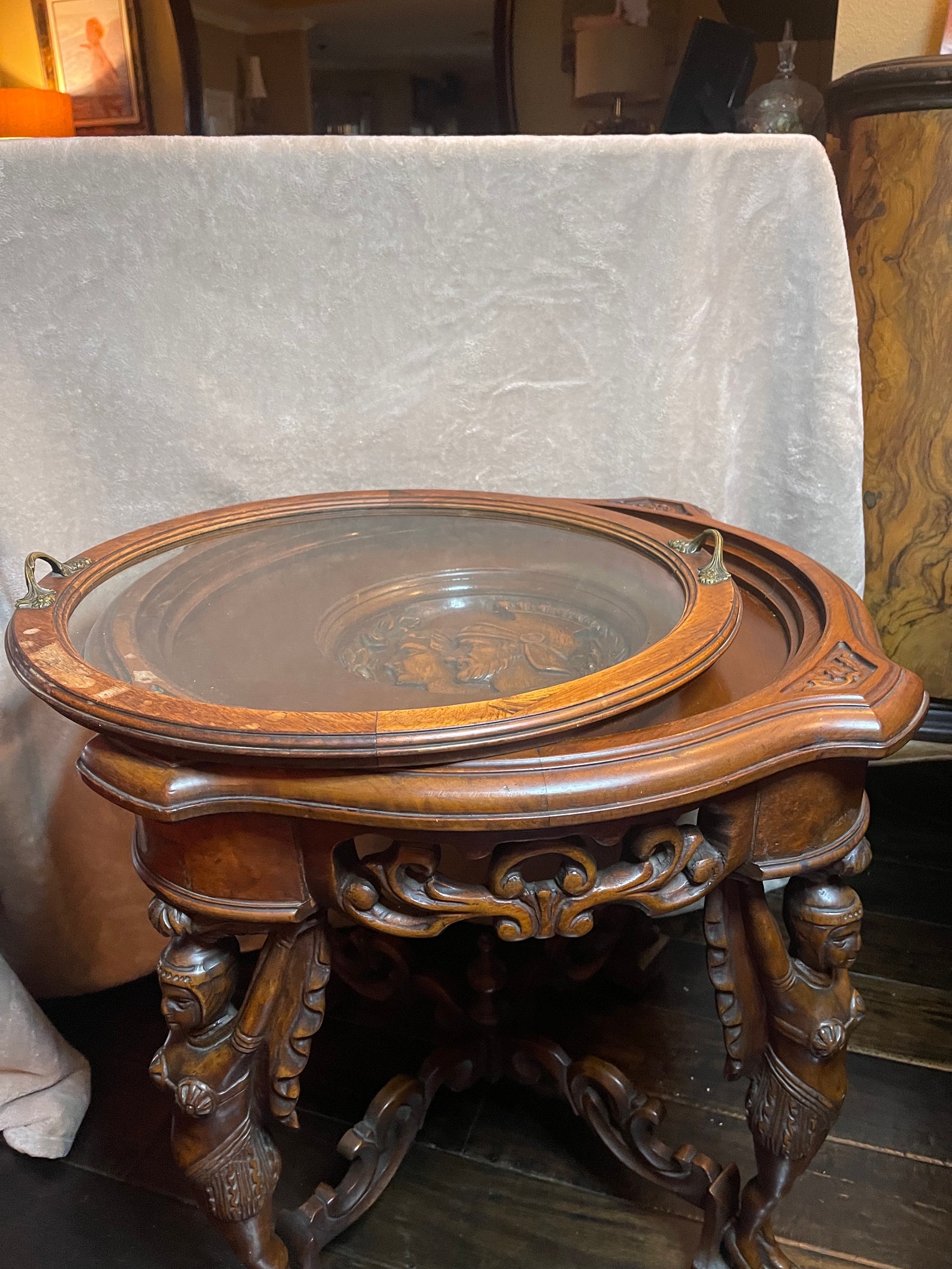 20 Th Century French Baroque Carved Table With Tray Top - Etsy