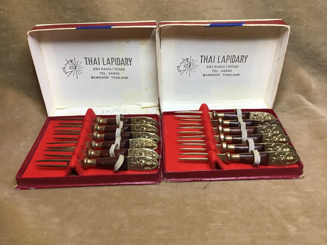 Thai Brass and Rosewood Cocktail Forks , 2 Sets for Sale . Price Listed ...