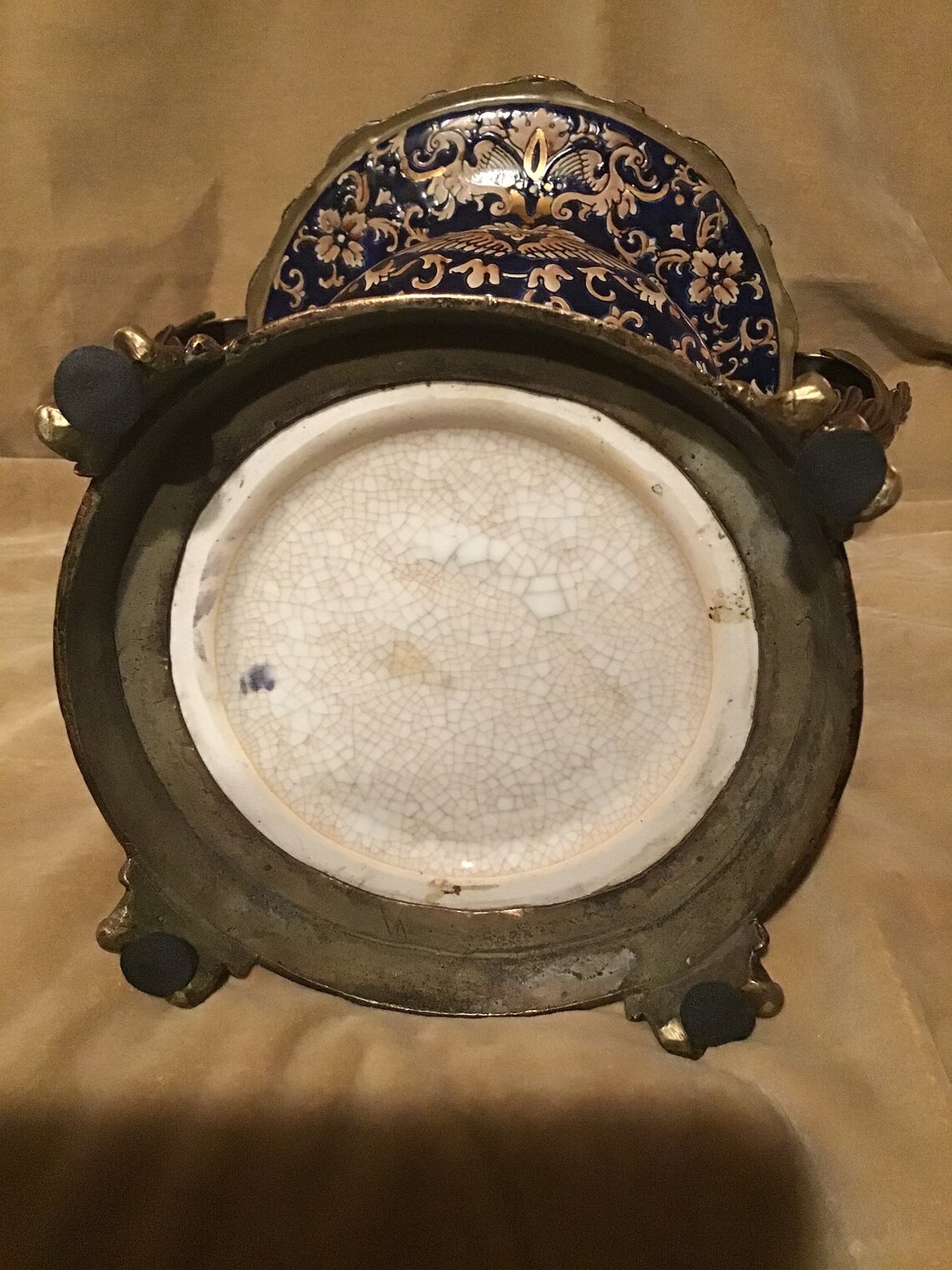 19 Th Century Exquisite Glazed Pottery Vase With Ornate Gilded Shelter ...