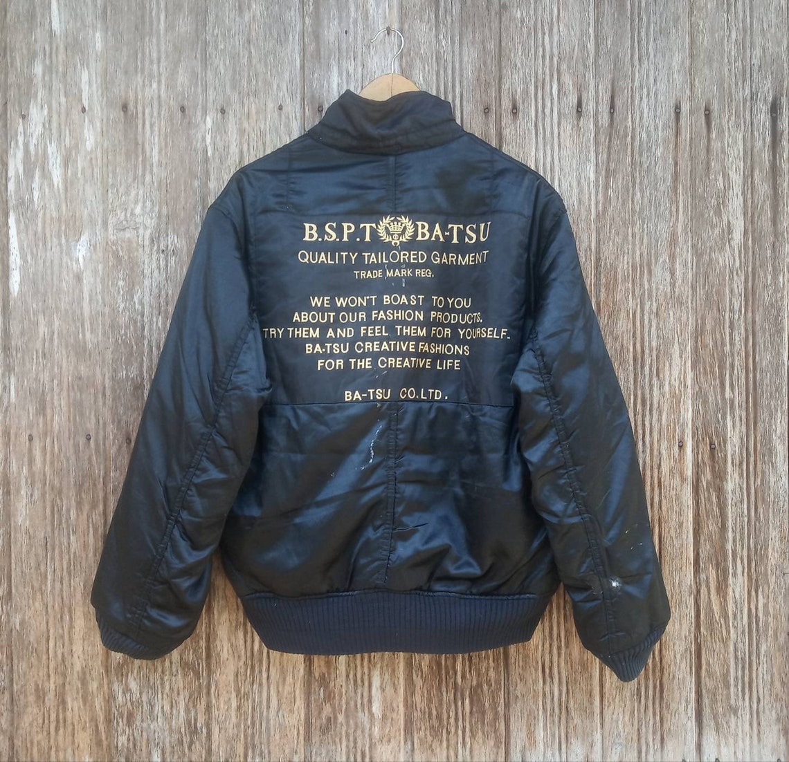 Rare!! Ba-tsu Reversible Flight Jacket Style Embroidery Logo Jacket ...