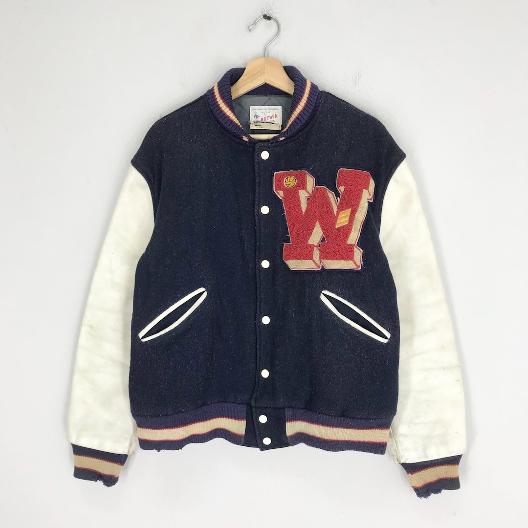 Vintage Wisconsin Varsity Jacket Large Sleeve Leather Jacket Wisconsin ...