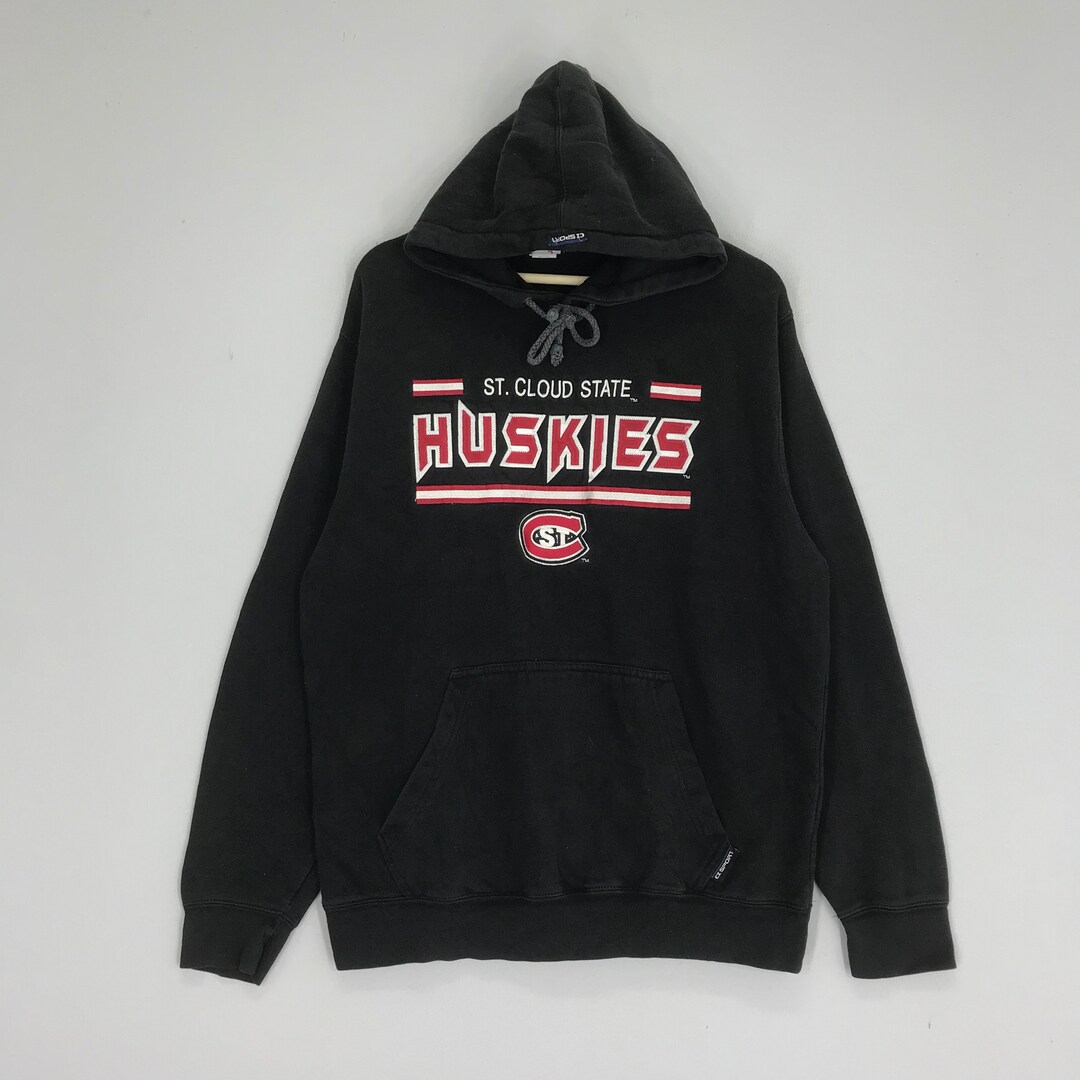 Vintage 90s St Cloud State University Huskies Sweater Hoodie Black ...
