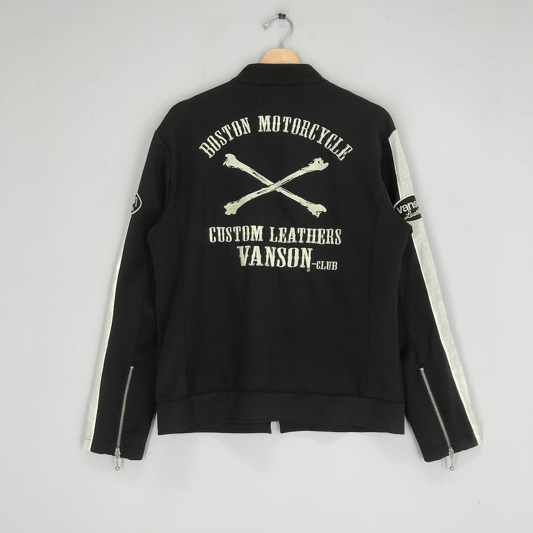 Vintage 90s Vanson Motorcycle Biker Sweater Jacket Zipper Four Pocket ...