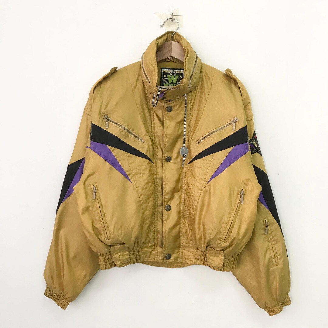Vintage Retro Winter Jacket Mustard Yellow Large Winter Skiing Cold ...
