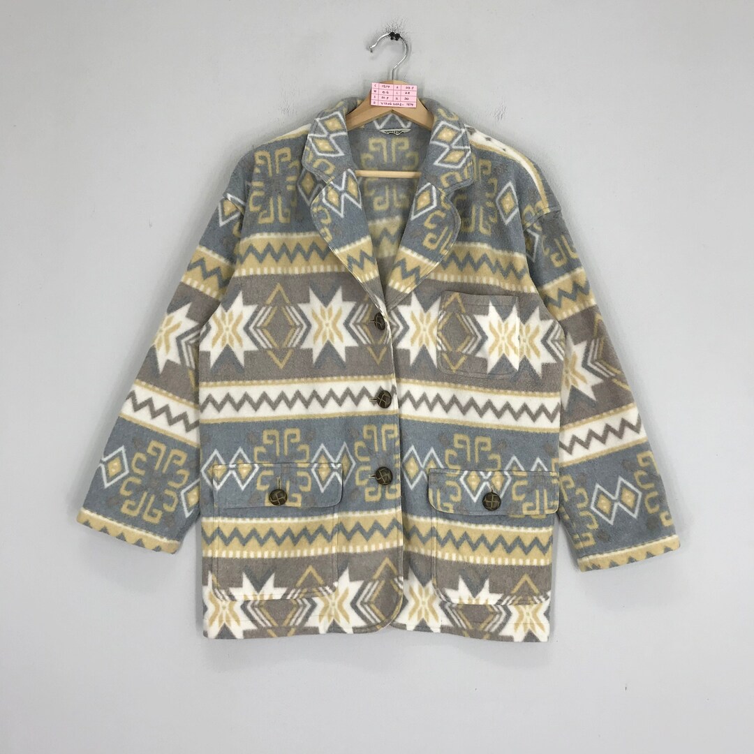 Vintage 90's Tribal Aztec Navajo Pattern Buttondown Sweater Jacket ...
