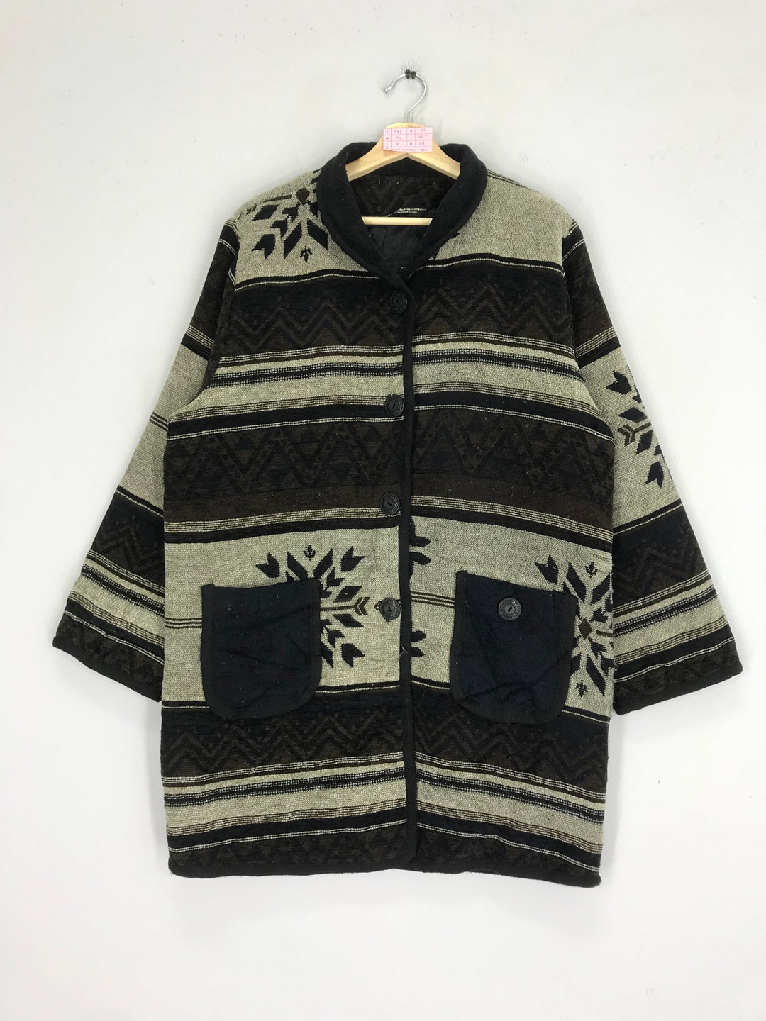 Vintage 90s Tribal Aztech Navajo Pop Art Pattern Sweater Buttondown ...