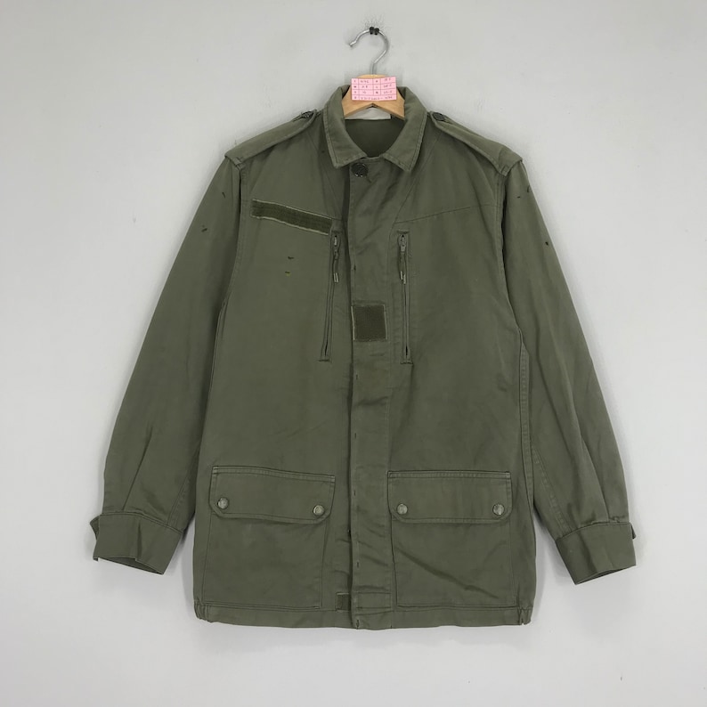 Vintage Army M65 Field Jacket Olive Green Army Workers Jacket Four Pocket Buttondown Workers ...
