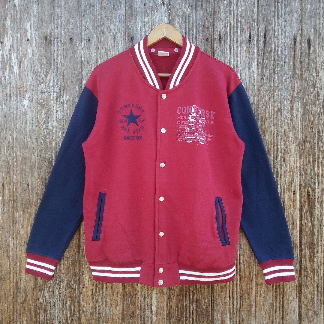 Rare!! Converse Varsity Jacket Snap Button Style Double Side Pocket ...