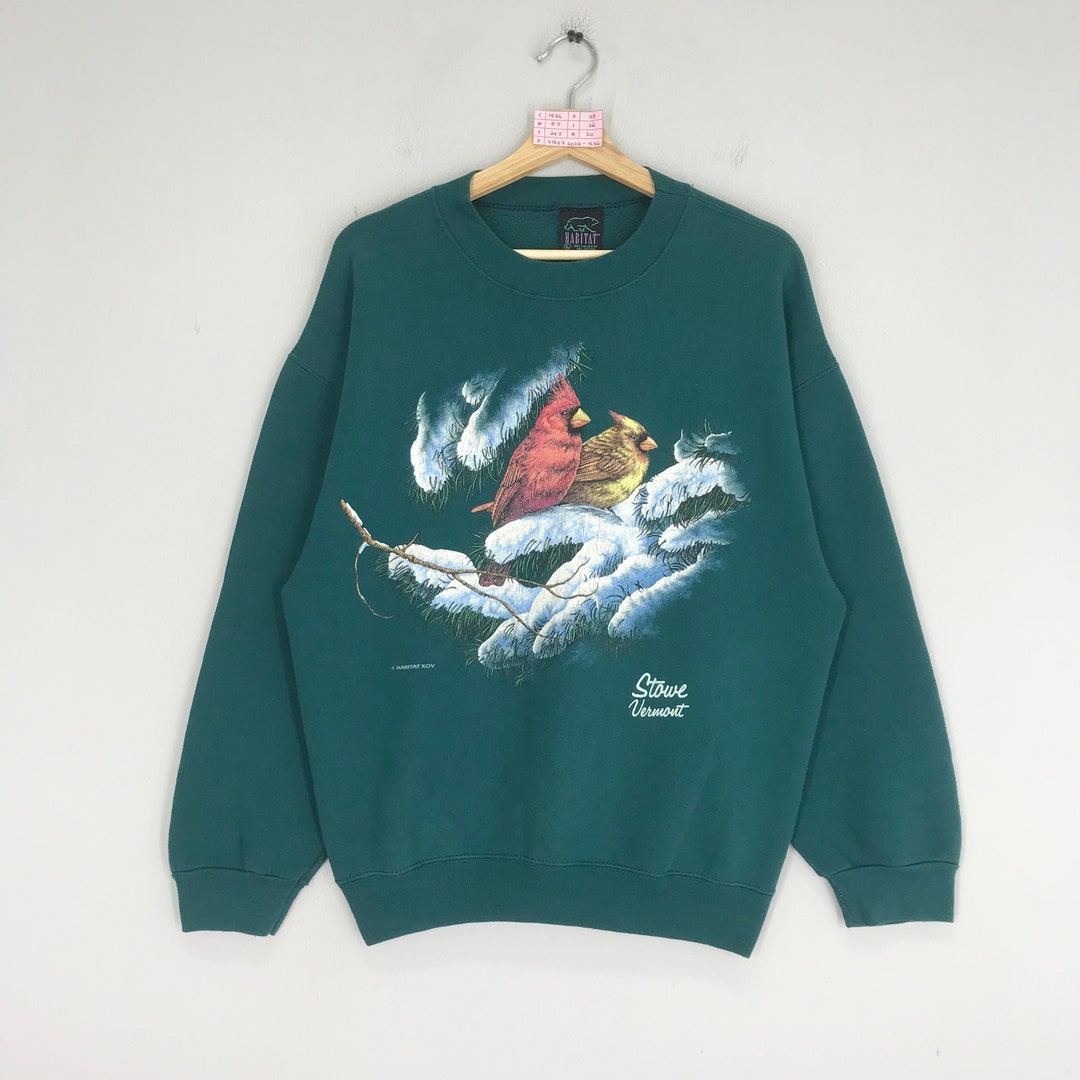 Vintage 90s Cardinal Bird Sweatshirt Bird Cage Sweater Cardinal Bird ...