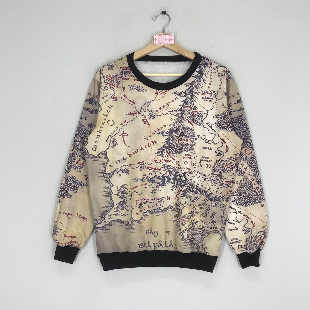 Rare Retro Graphic Map Pattern Overprinted Sweater Crewneck Map ...