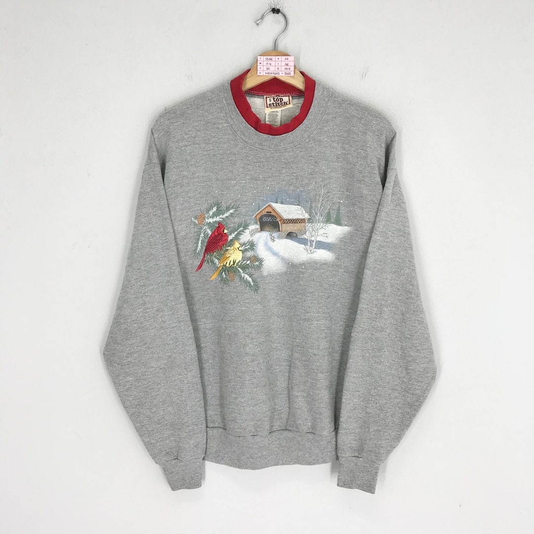 Vintage 90s Morning Sun Sweatshirt Morning Sun Cardinal Bird Snow ...