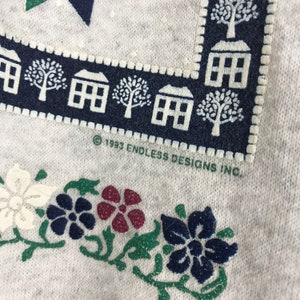 Vintage 1990s Endless Designs Graphic Art Floral Sweater Collared ...