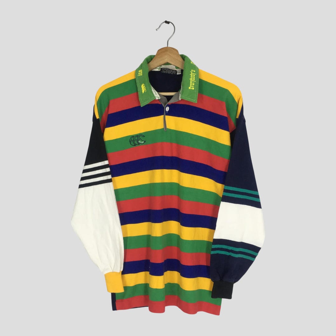 Vintage Canterbury of New Zealand Multicolor Striped Polo Rugby Shirt ...