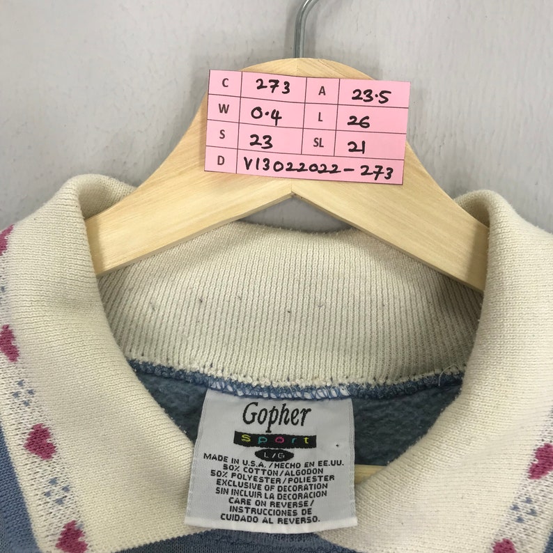 Rare!! Gopher Sport Sweater Graphic Heart Colourful Sweatshirt Collared ...