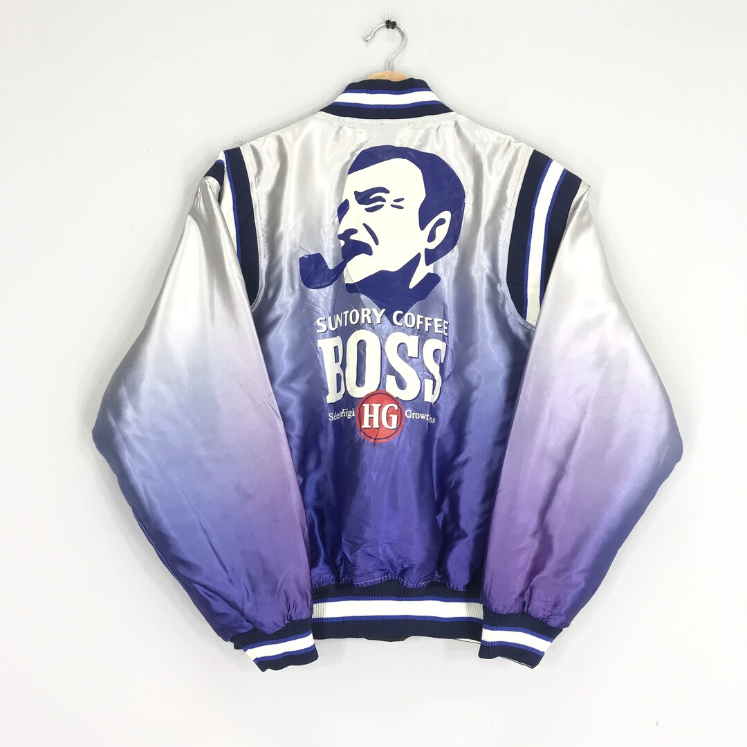 Vintage Suntory Boss Coffee Varsity Jacket Big Logo Bomber Jacket ...