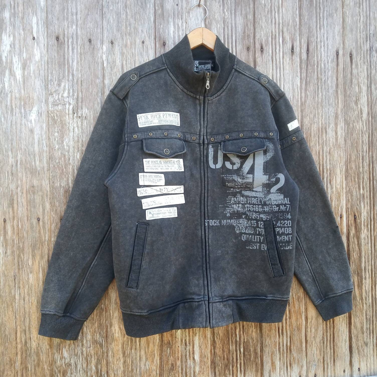 Rare Punk Rock Style Sweater Jacket With Patches Design Medium Size - Etsy