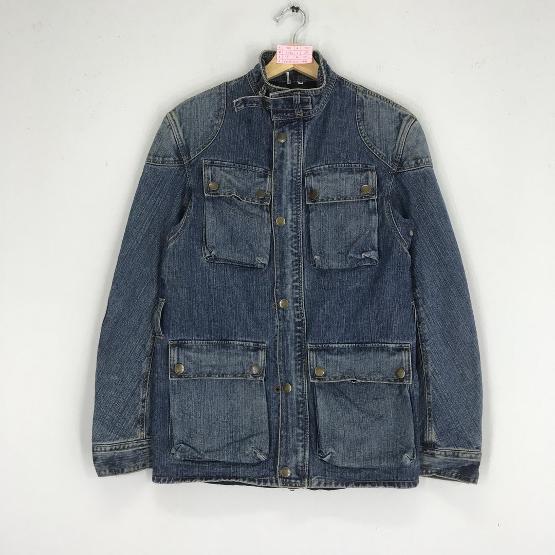 Vintage 90s Denim Jeans Worker Jacket Four Pocket Utility Denim Jacket ...