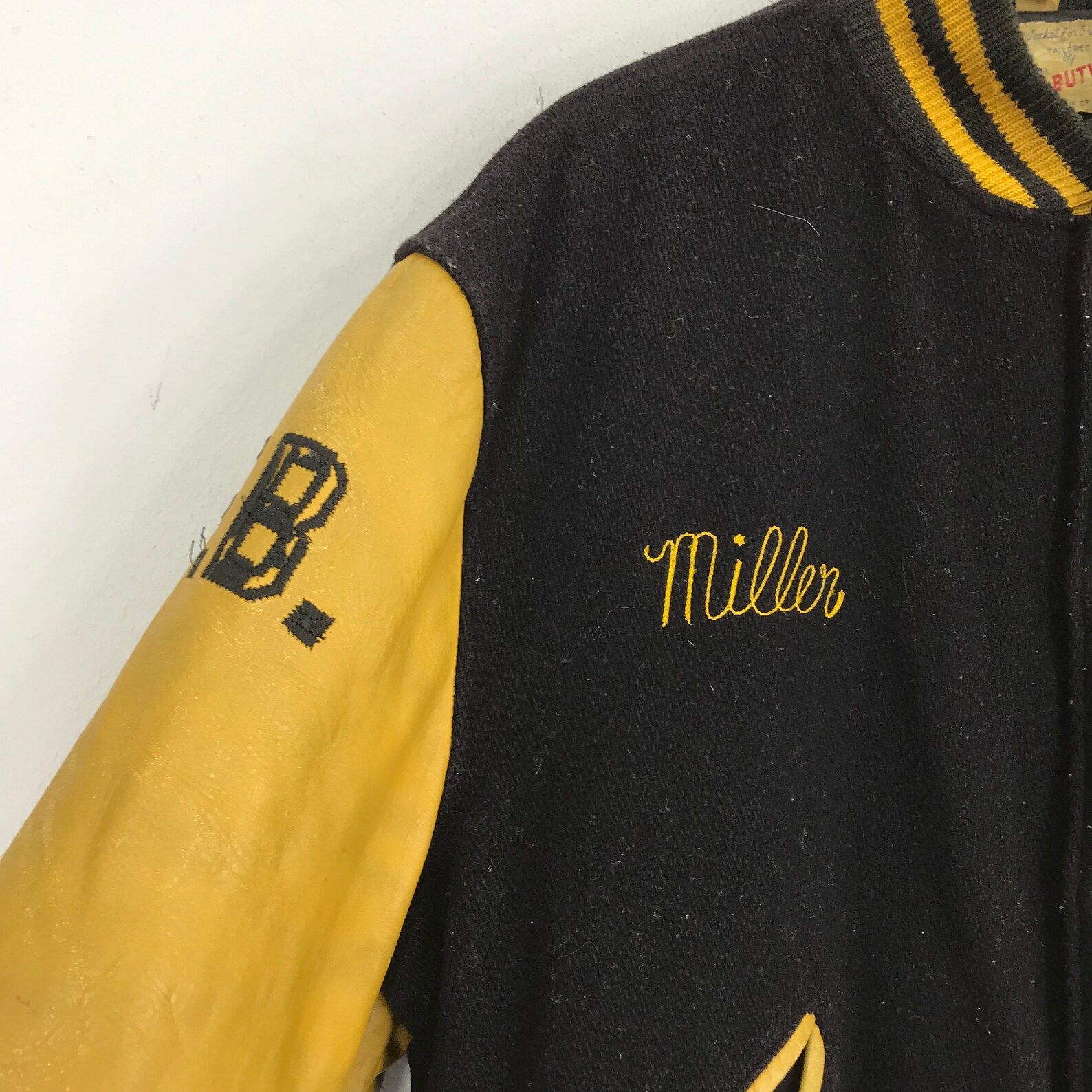 Vintage 80's Butwin Letterman Varsity Jacket Leather Sleeves Bomber ...