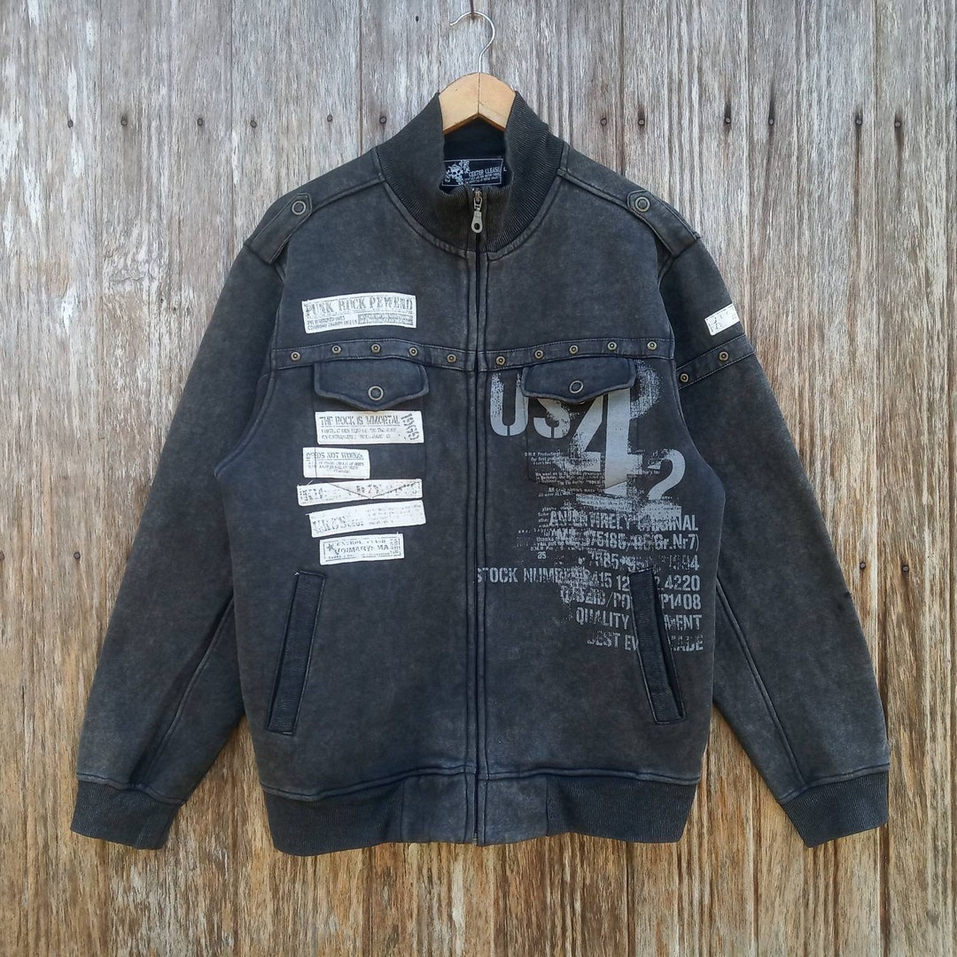 Rare!! Punk Rock Style Sweater Jacket With Patches Design Medium Size ...