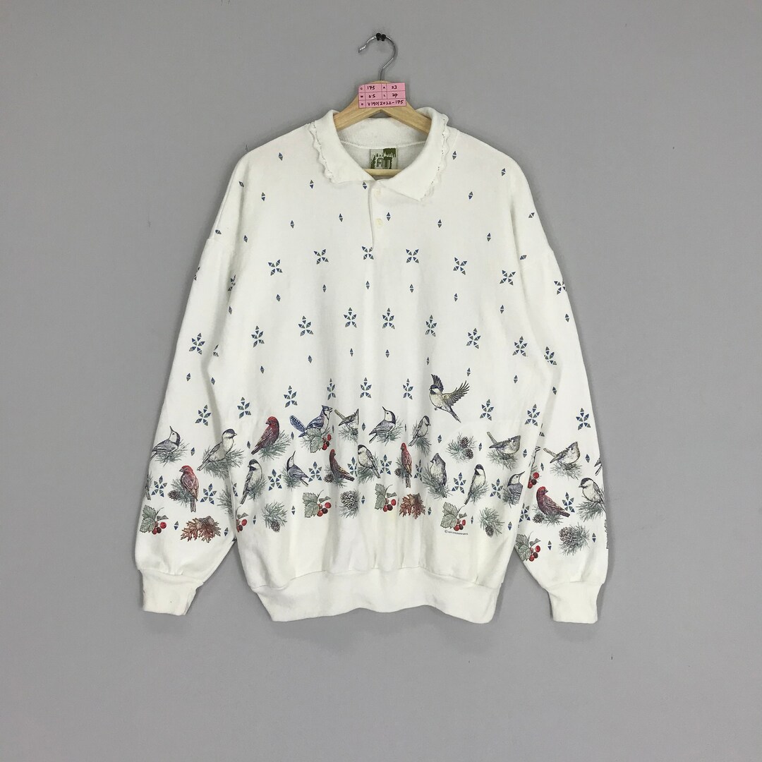 Vintage Graphics Art Colourful Birds Sweater Morning Sun Sweatshirts ...