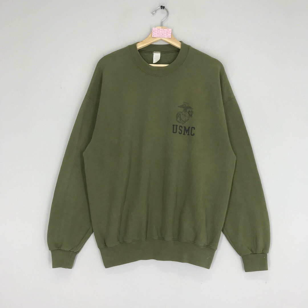 Vintage USMC Marines Corp Olive Green Sweater United States Marine ...