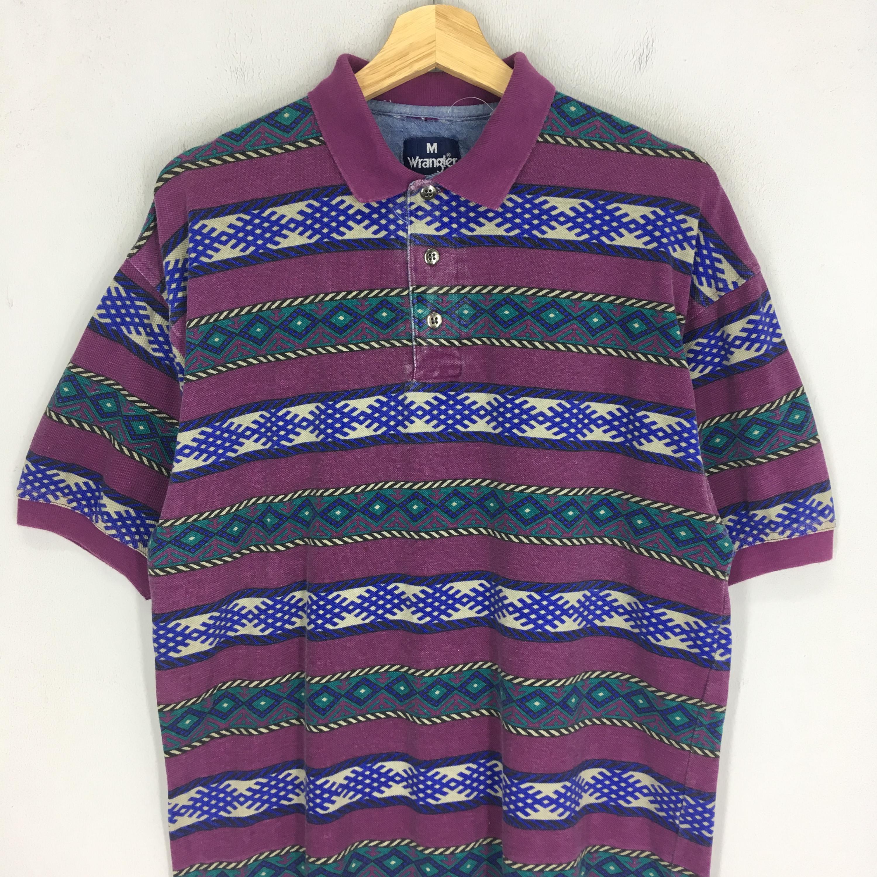 Vintage Wrangler Western Polo Shirt Medium Wrangler Tribal Aztec Navajo ...