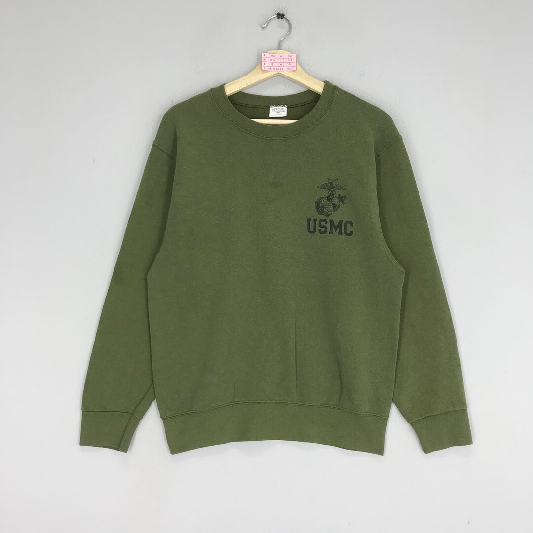 Vintage 90s USMC Marines Corp Olive Green Sweater United States Marine ...