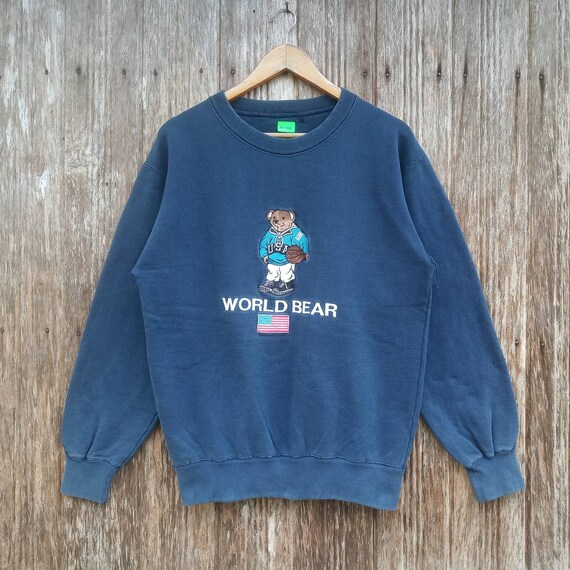 Rare!! World Bear USA Embroidery Logo Sweatshirts Cre… - Gem