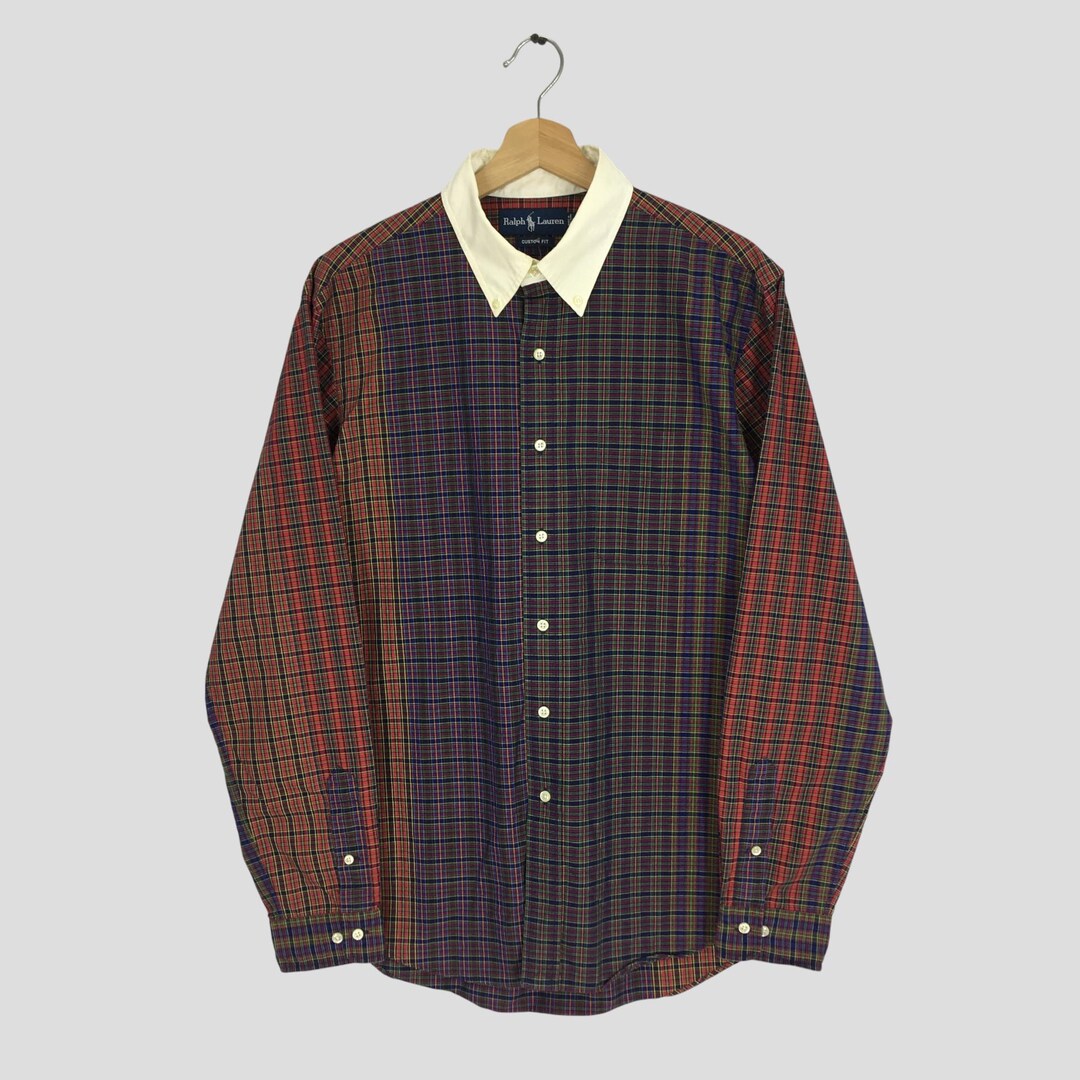 Vintage Polo Ralph Lauren Checkered Red Casual Button Down Shirt Large ...