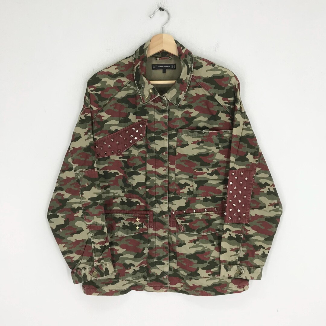 Vintage Camouflage Pattern Field Jacket Medium Camouflage Woodland ...