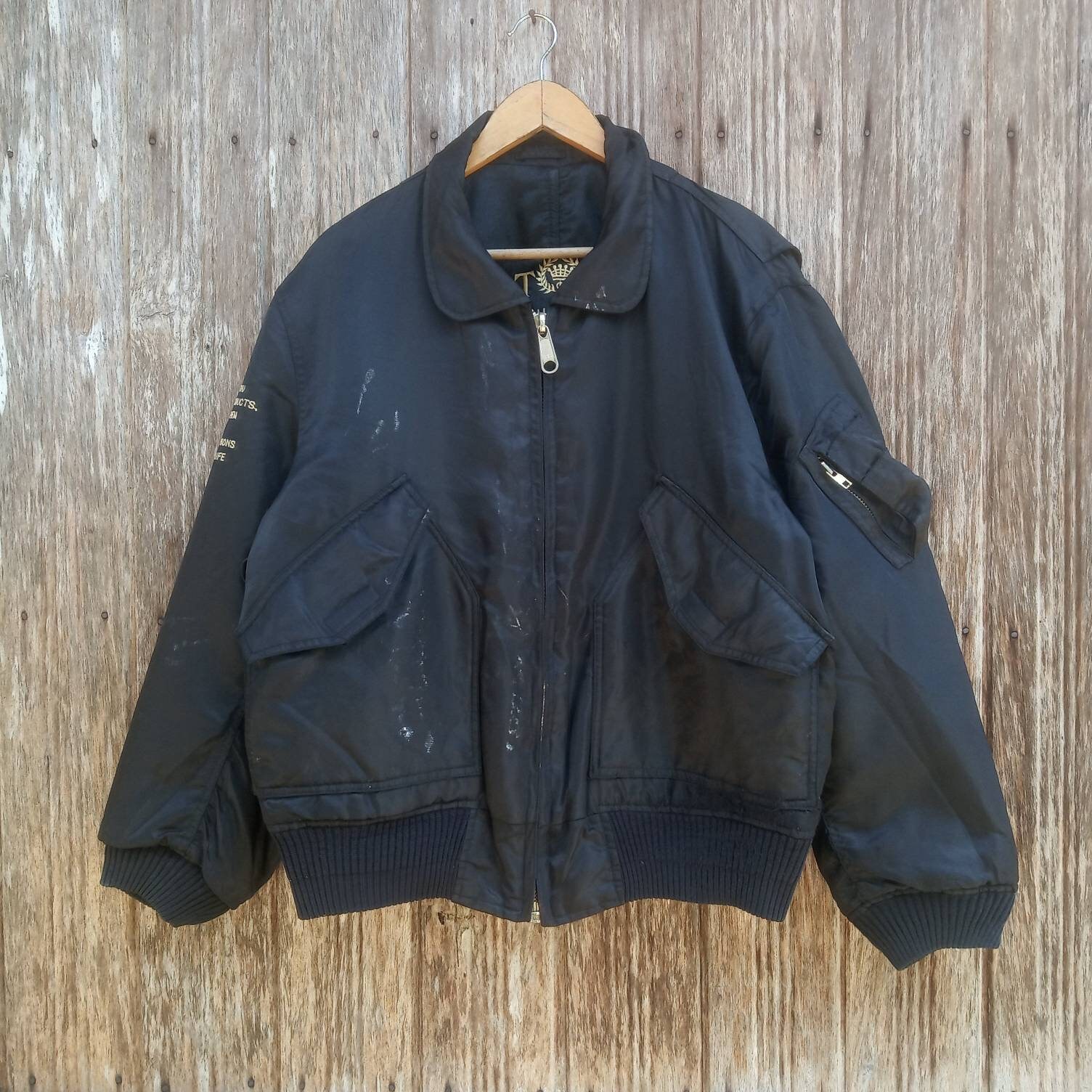 Rare!! Ba-tsu Reversible Flight Jacket Style Embroidery Logo Jacket ...
