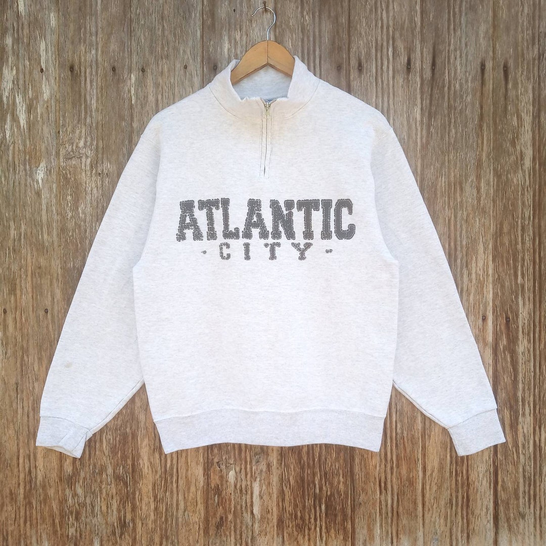 Rare!! Atlantic City Big Logo Half Zipper Sweatshirts Pullover Size S ...