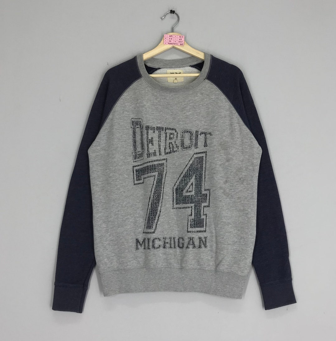 Vintage Detroit Michigan Sweater Detroit Crewneck Gray Pullover Size L ...