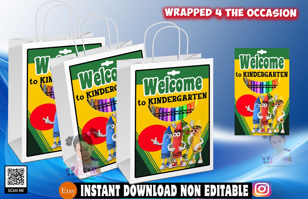 Kindergarten Back to School Bag Label - Etsy