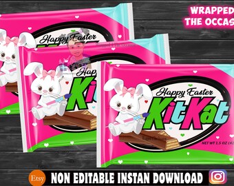 Bunny Candy Bar Wrapper Happy Easter Rabbit Chocolate Label - Etsy