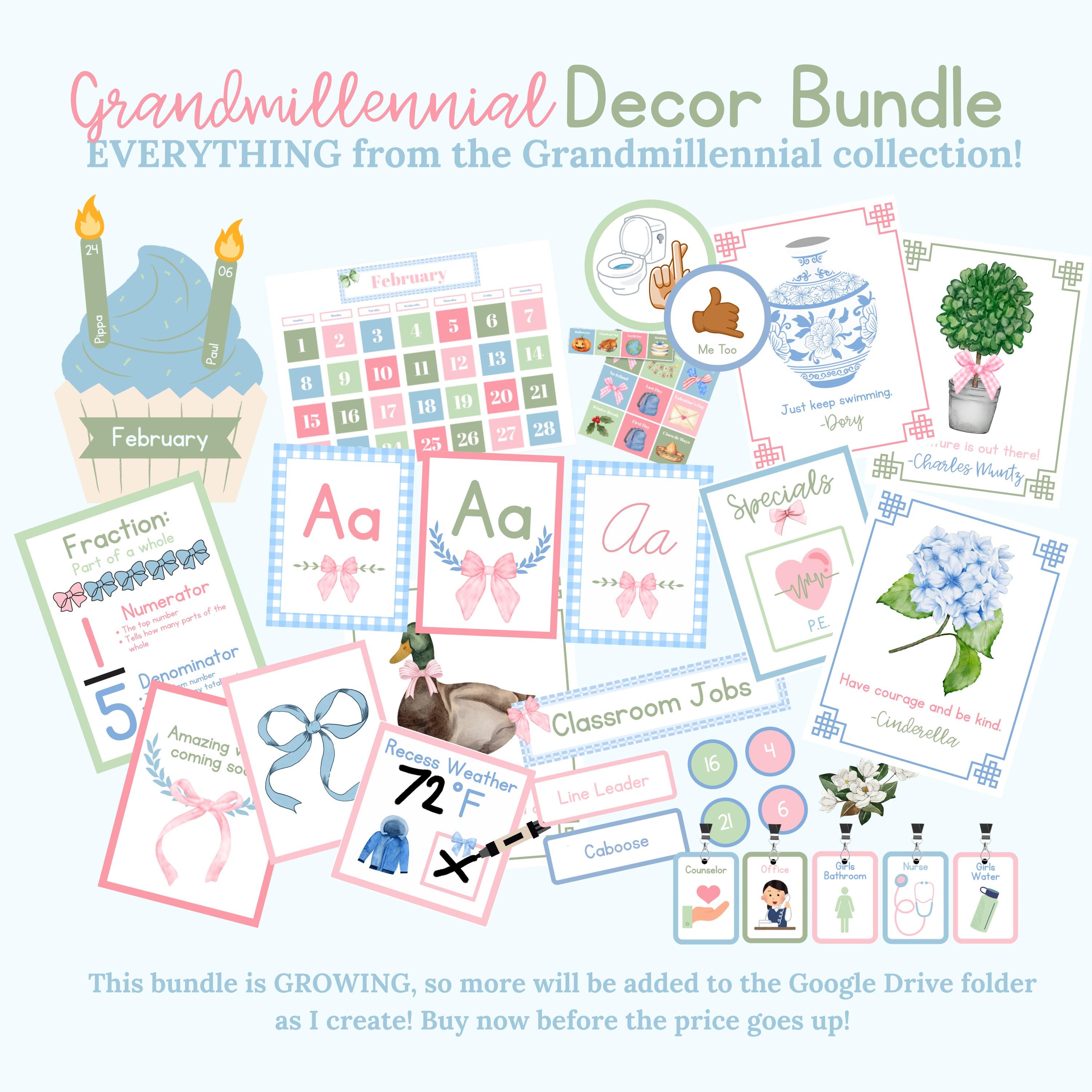 Grandmillennial GROWING Classroom Decor Bundle | Save BIG! | Preppy ...