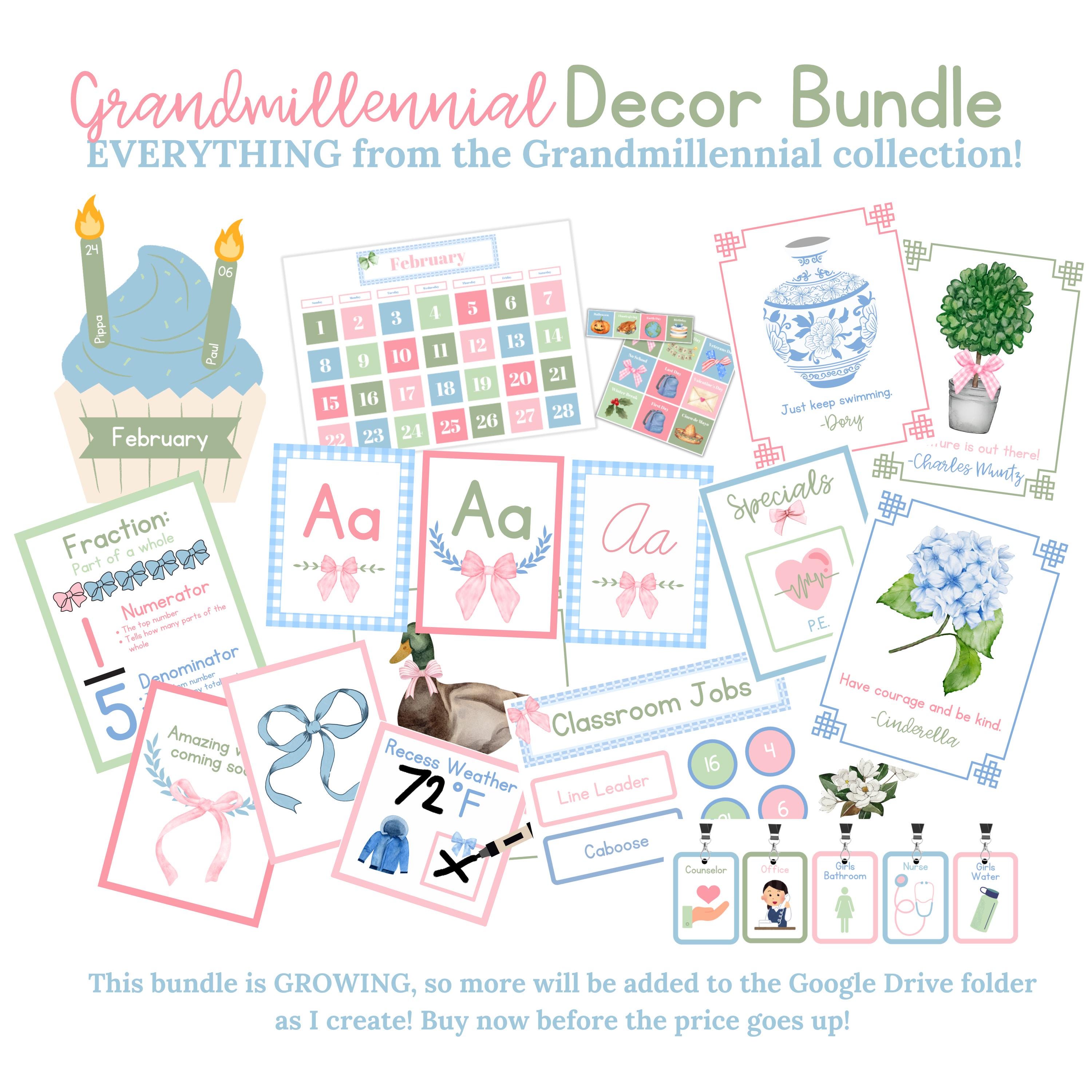 Grandmillennial GROWING Classroom Decor Bundle - Etsy